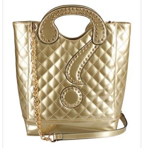 THINK VINTAGE | Bags | Hello Jack Gold Faux Leather Question Mark Bag ...